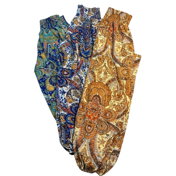 Pants & Jumpsuits | Gomorn Pants Boho Paisley Shirred Waist Jogger ...